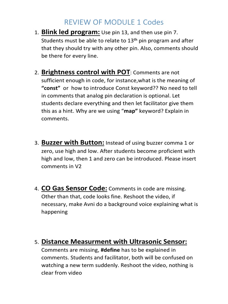 Review of Module 1 Codes: Blink Led Program | PDF | Computer ...