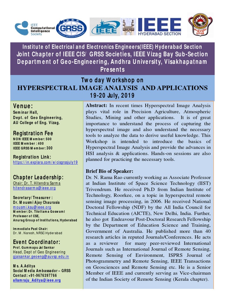 Joint Chapter of IEEE CIS/ GRSS Societies, IEEE Vizag Bay Sub-Section ...