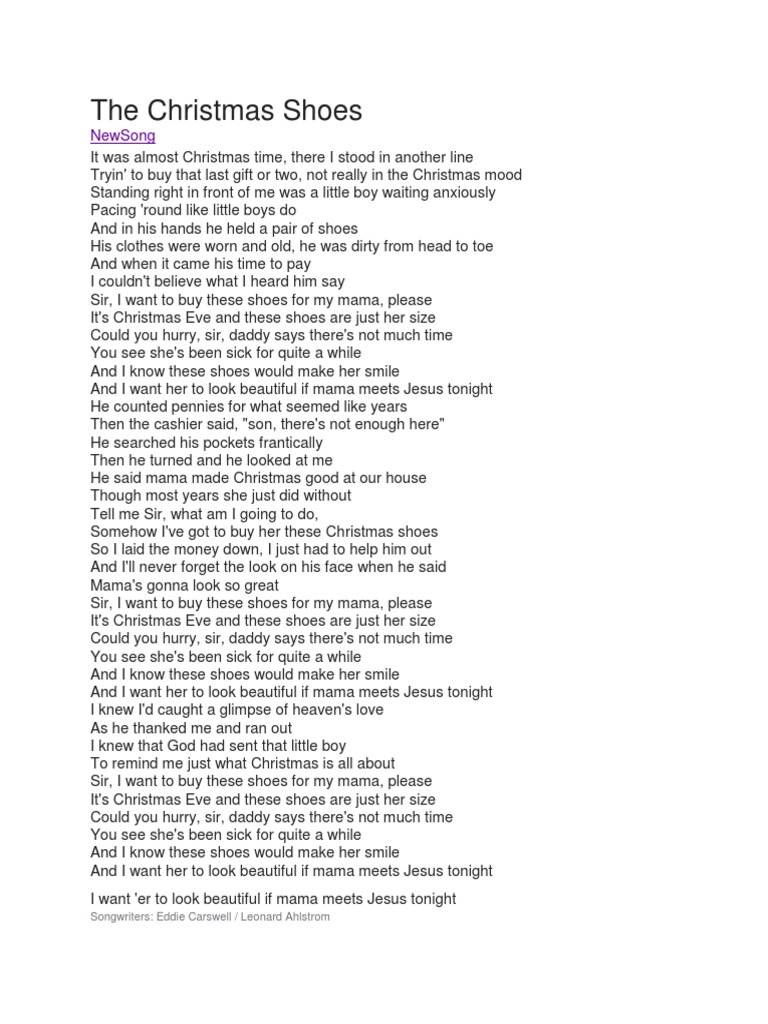 The Christmas Shoes Song Lyrics | PDF | Poetry