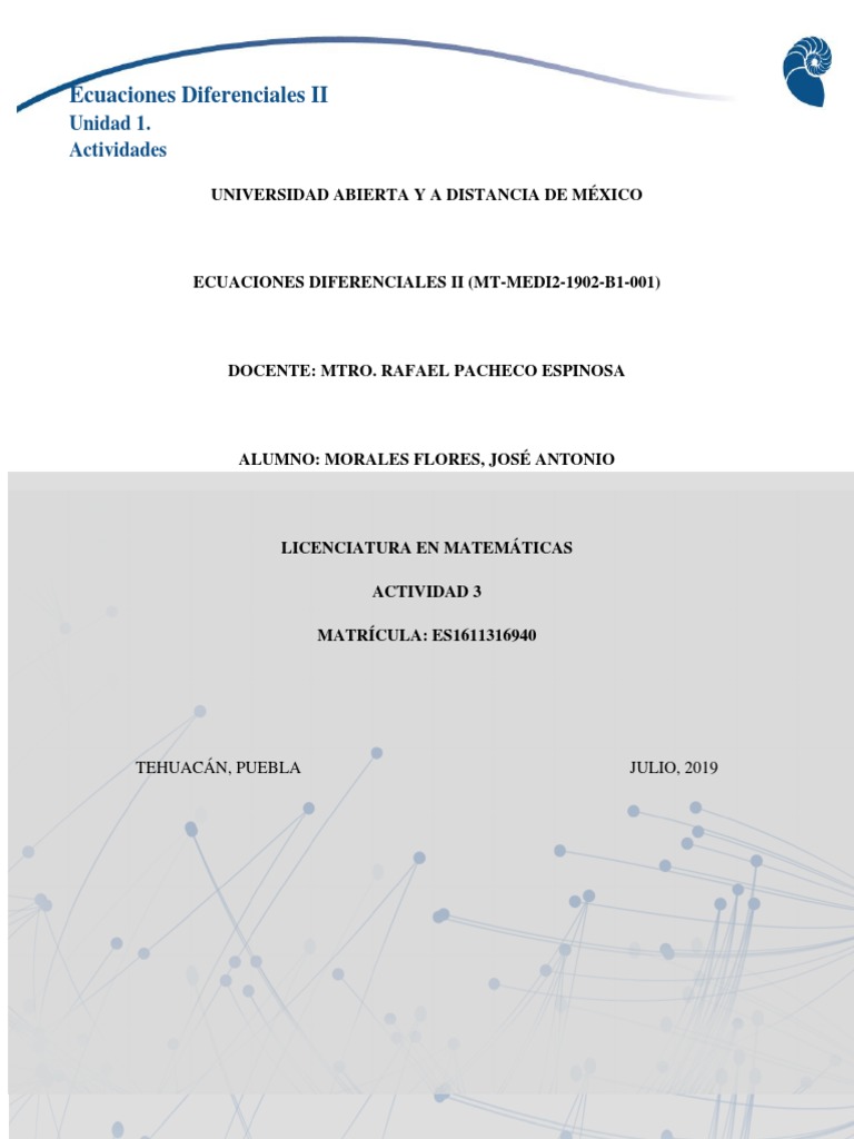 Act. 3 U1 Matriz Exponencial | PDF | Álgebra lineal | Análisis matemático