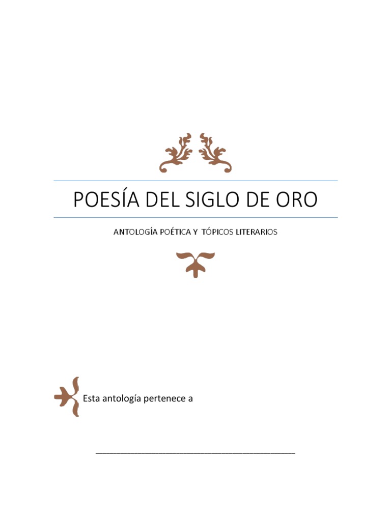 Antología Poética del Siglo de Oro | PDF | Muerte | Pobreza