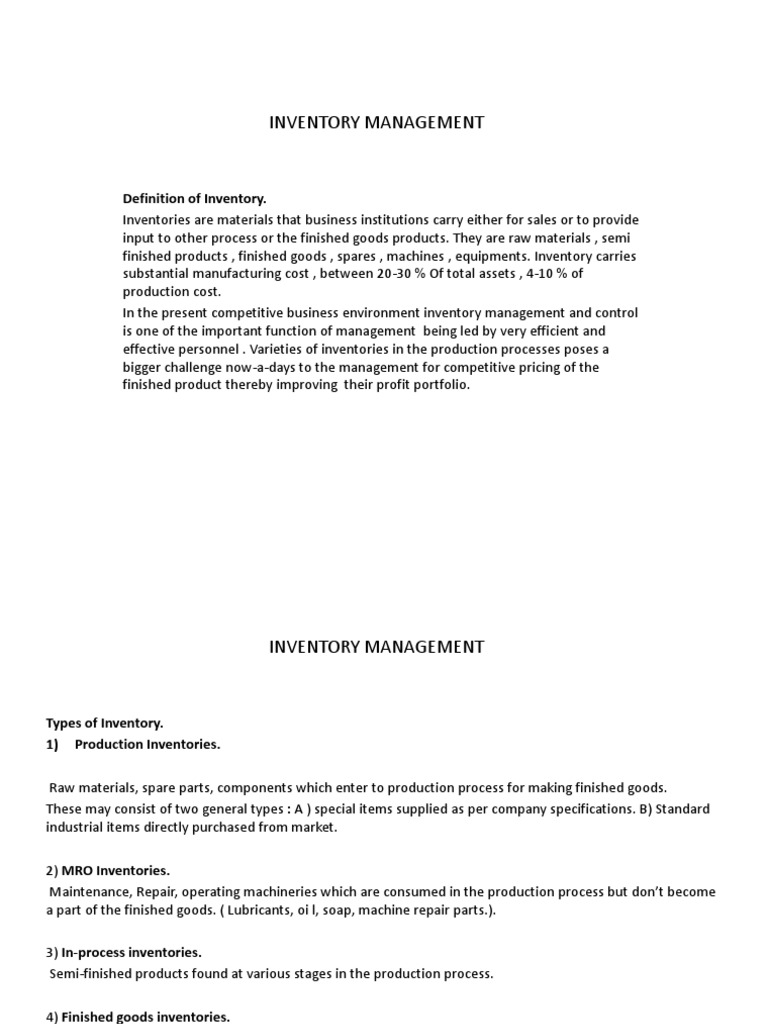 Inventory Management | PDF | Inventory | Demand