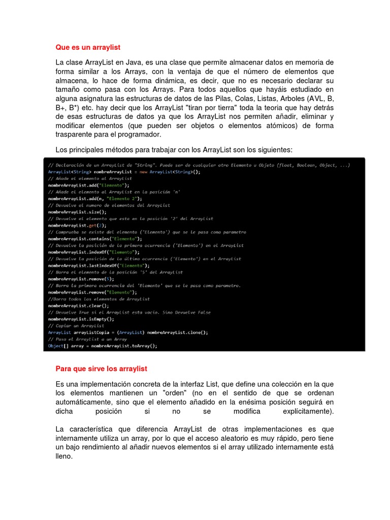 Guía Completa de ArrayList en Java | PDF | Desarrollo de software ...