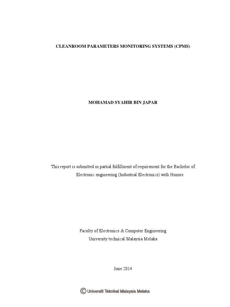 Cleanroom Parameters Monitoring Systems (CPMS) 24 Pages | PDF | Arduino ...