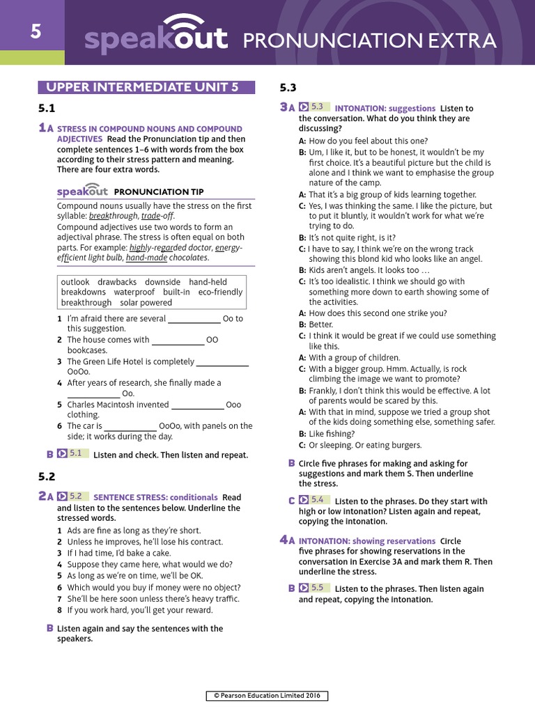 Speakout Pronunciation Extra Upper Intermediate Unit 5 | PDF | Adjective | Stress (Linguistics)