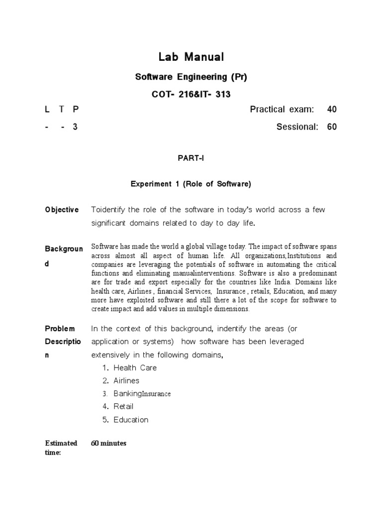 COT-216 and IT-313 Software Engg Lab Questions | PDF | Software Bug ...