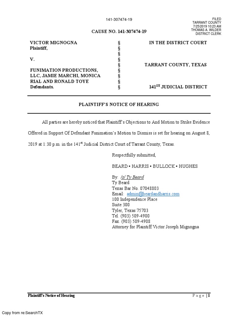 Plaintiff’s Objections to And Motion to Strike Evidence Offered in ... Plaintiff’s Objections to And Motion to Strike Evidence Offered in ...