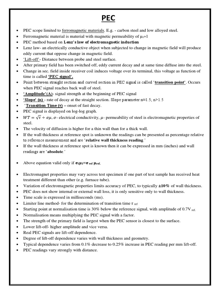 Short Notes On PEC | PDF | Electric Current | Inductor