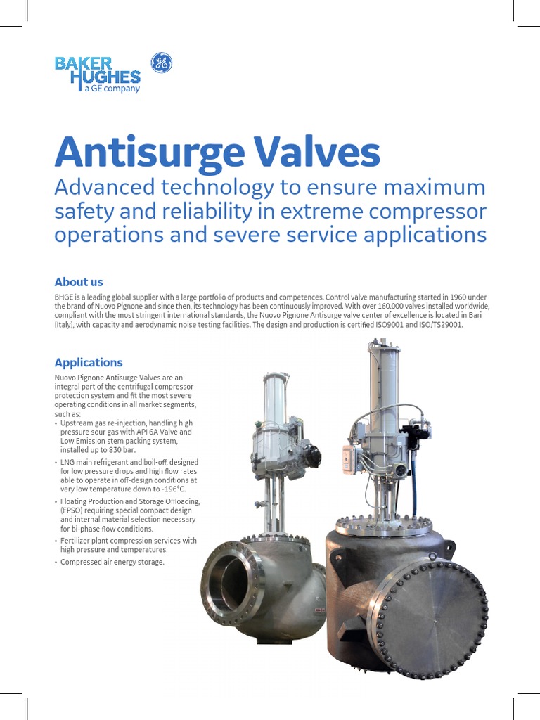 BHGE Antisurge Valves Brochure | Valve | Gas Technologies