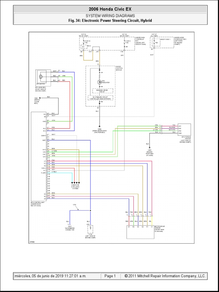 Diagrama de Sensor EPS de Honda Civic 2010 | PDF