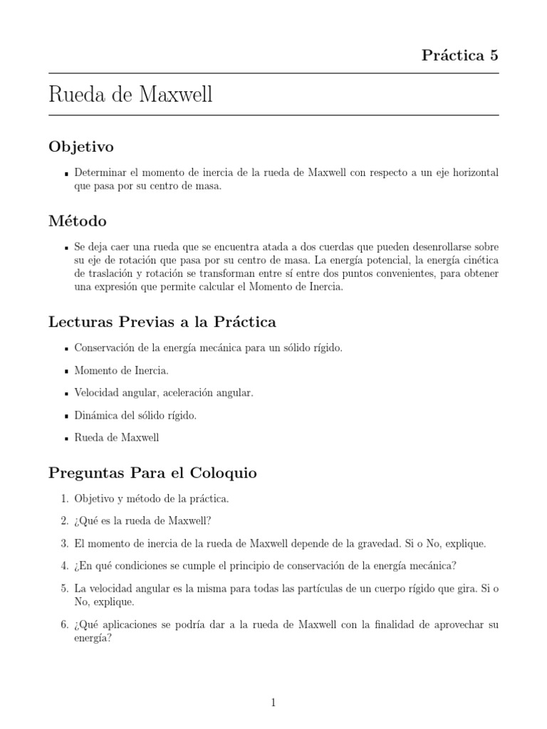 Rueda de Maxwell | PDF | Rotación | Masa