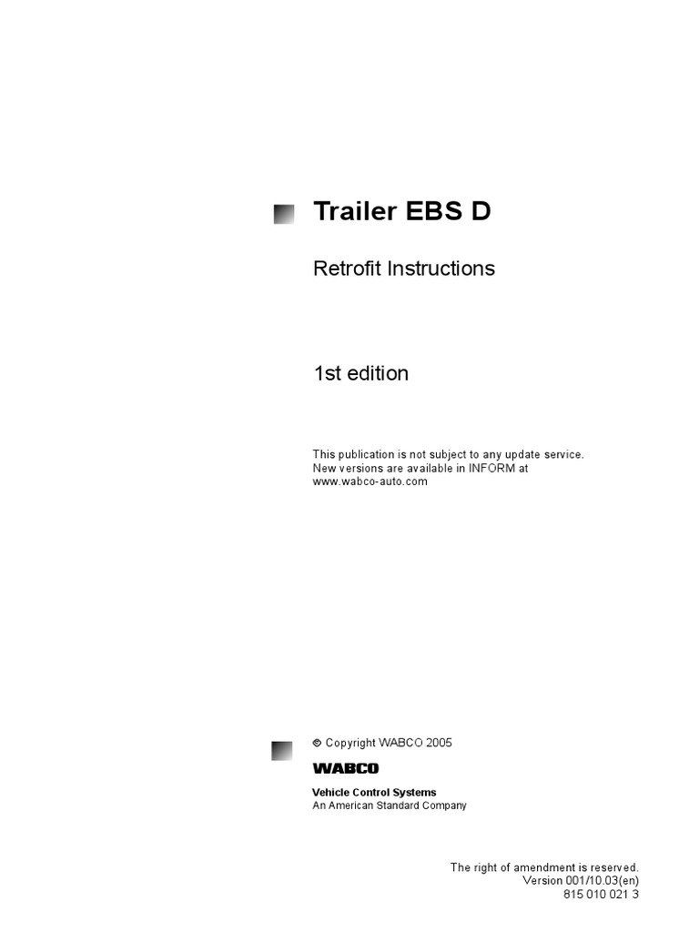 Wabco Ebs D PDF | PDF | Trailer (Vehicle) | Anti Lock Braking System