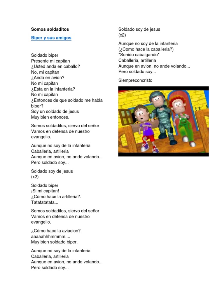 Somos Soldaditos Letra Canto | PDF | Ciencia militar | Organización militar