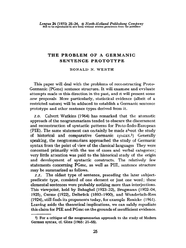 The Problem of A Germanic Sentence Prototype | PDF | Subject (Grammar ...
