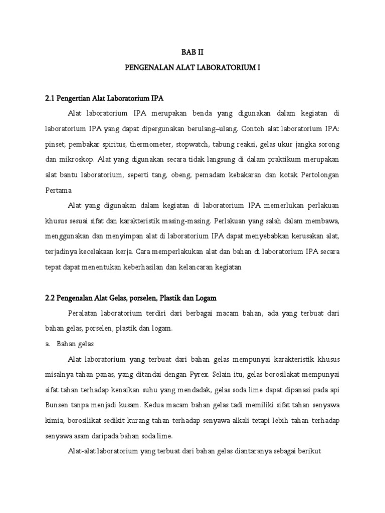 Bab Ii - Pengenalan Alat Laboratorium | PDF