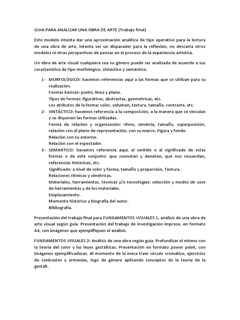 Guia para Analizar Una Obra de Arte | PDF