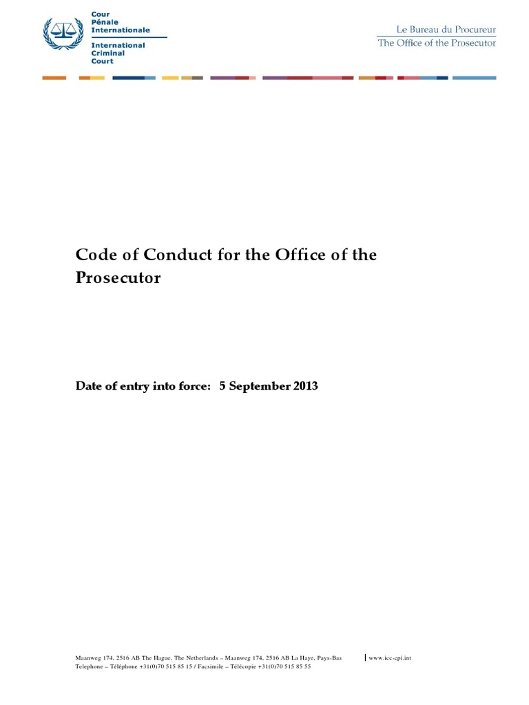 Code of Conduct For The Office of The Prosecutor | PDF | Sovereign ...