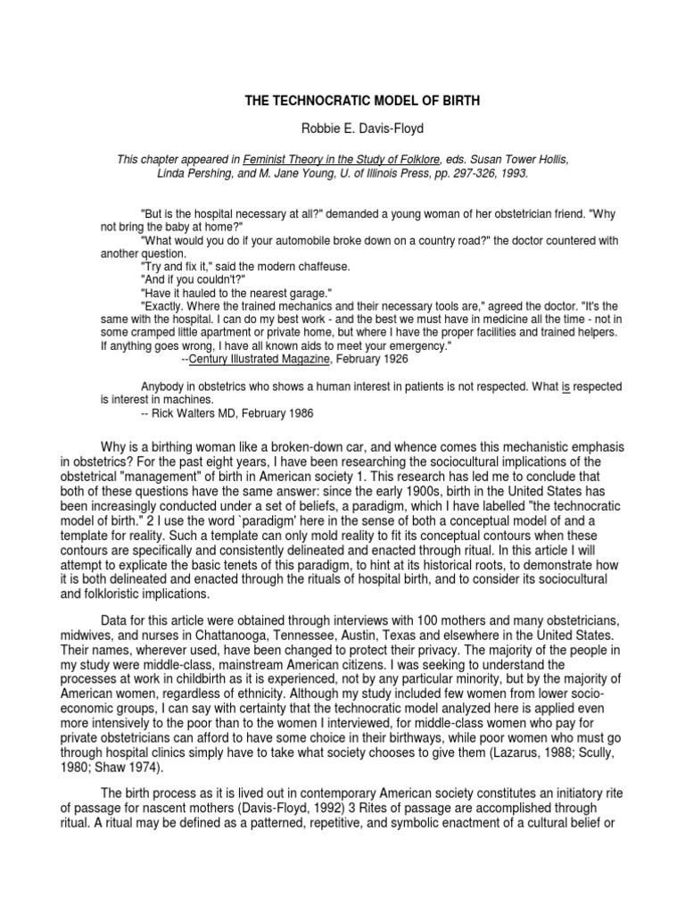 The Technocratic Model of Birth | PDF | Childbirth | Folklore
