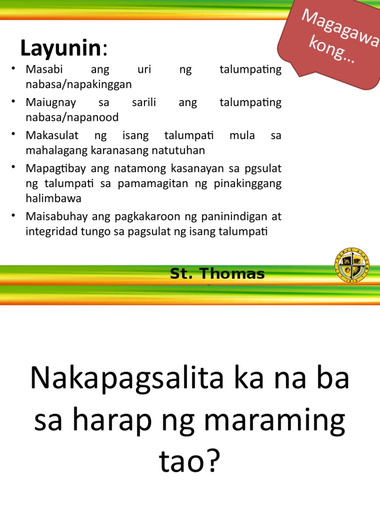 Pagsulat NG Talumpati | PDF