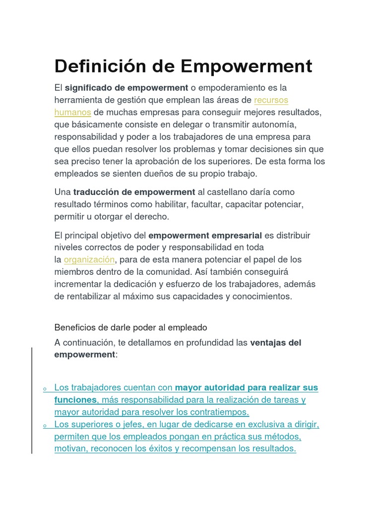 Definición y Beneficios del Empowerment | PDF | Economias | Business