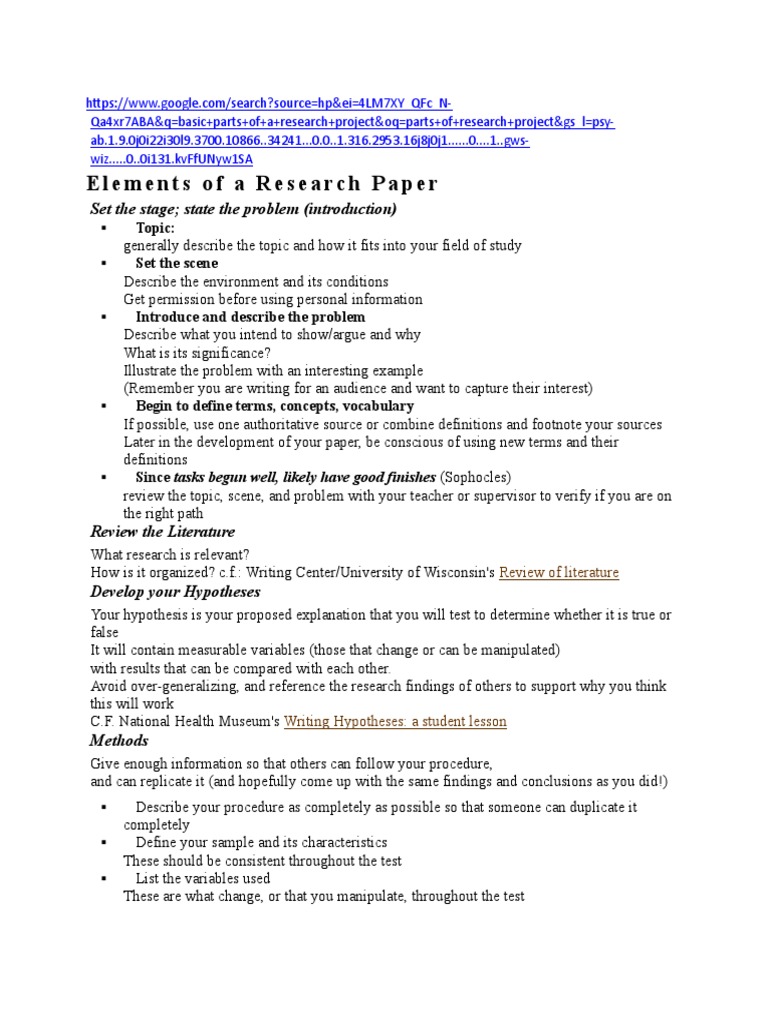 Elements of A Research Paper | PDF | Scientific Method | Hypothesis