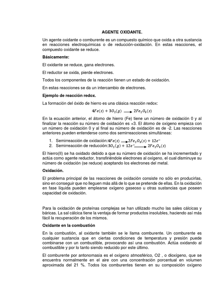 Agente Oxidante | PDF | Agente oxidante | Redox
