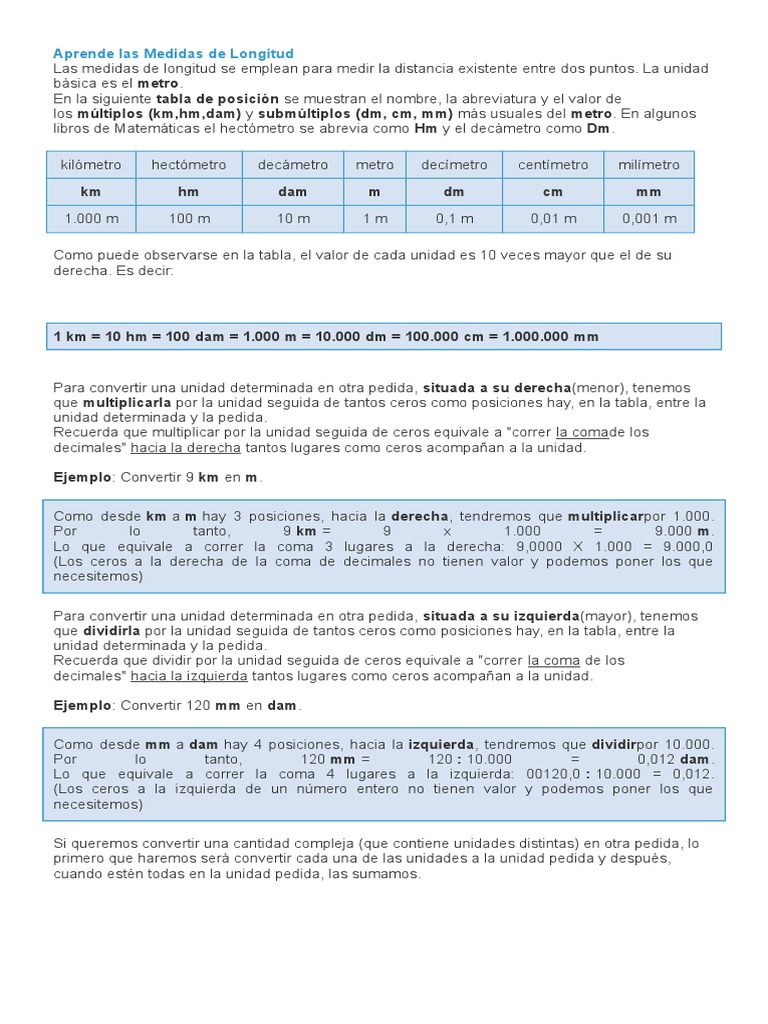 Medidas de Longitud | PDF | Enseñanza de matemática