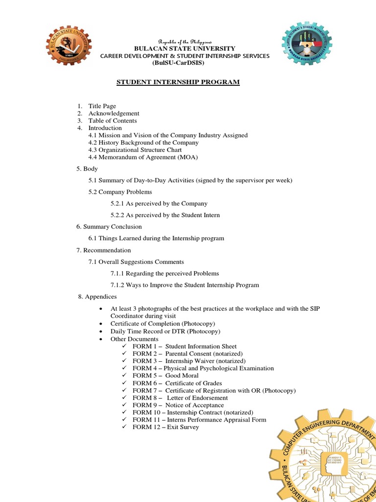 Student Internship Program: Bulacan State University (Bulsu-Cardsis ...