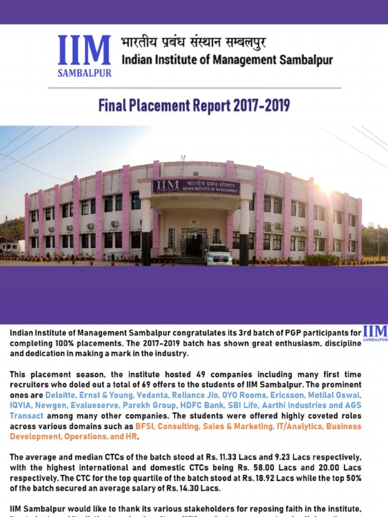 Iim Sambalpur Final Placement Report 2017 2019 Pdf