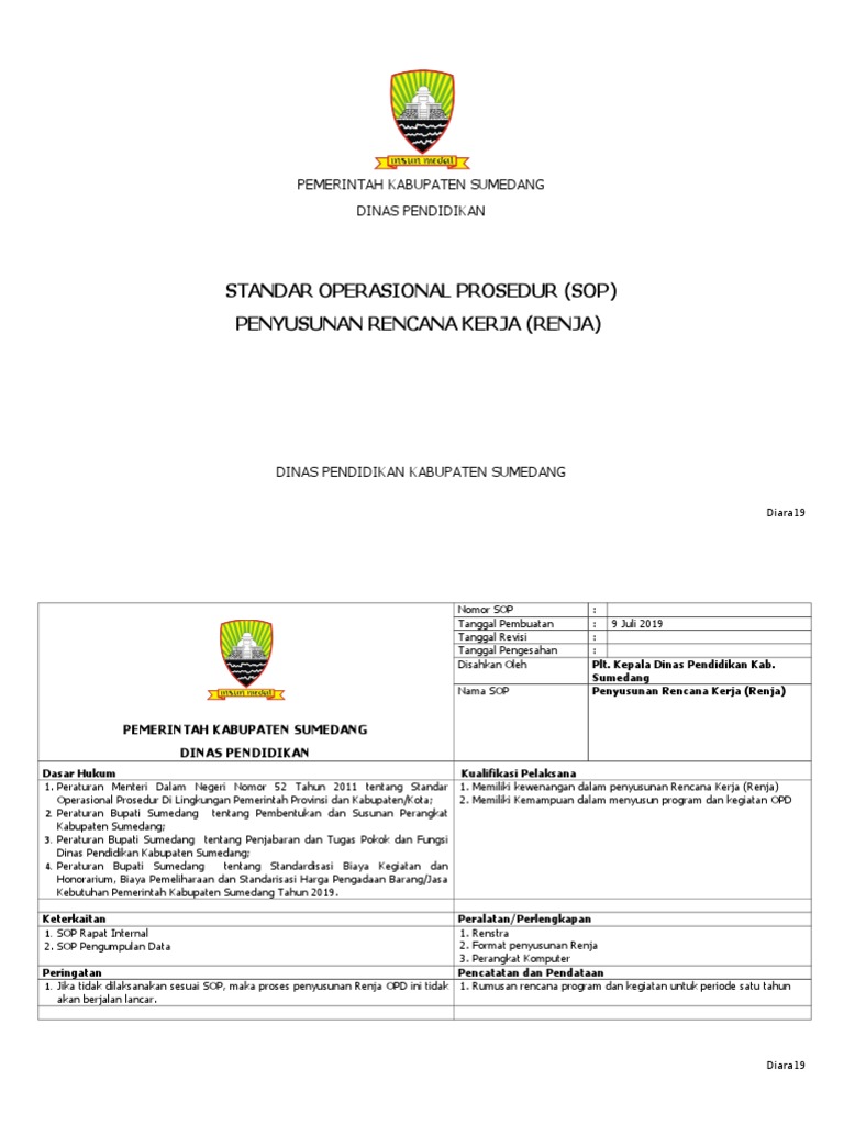 Sop Penyusunan Renja | PDF