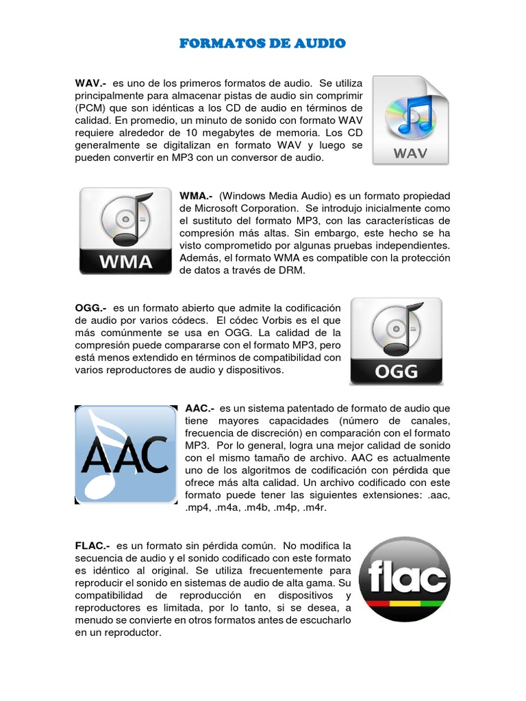 Formatos de Audio | PDF | Datos de computadora | Audio digital