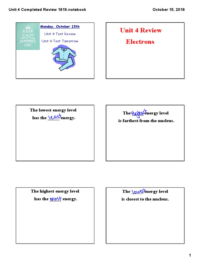 Unit 4 Review | PDF | Energy Level | Electron Configuration