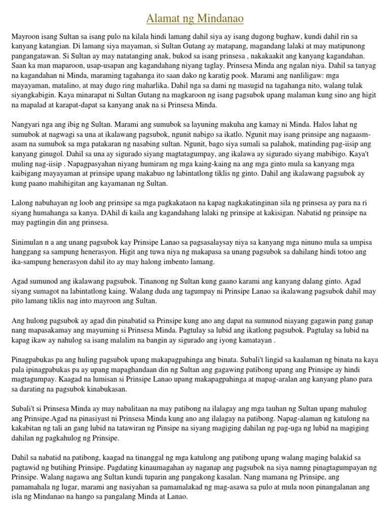 Alamat NG Mindanao | PDF