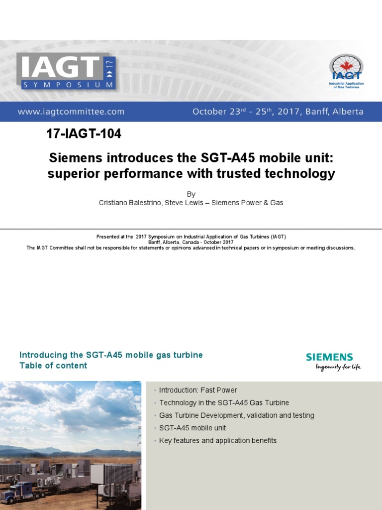 Siemens Introduces The SGT-A45 | PDF | Gas Turbine | Fuel Efficiency