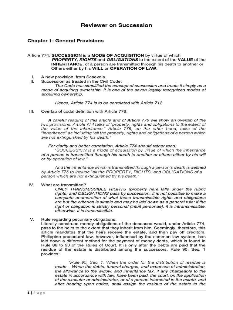 Succession and Inheritance Law Overview | PDF | Inheritance | Probate