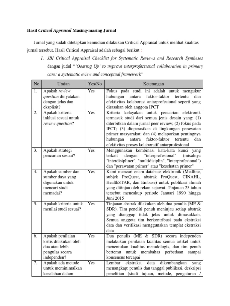 Critical Appraisal | PDF