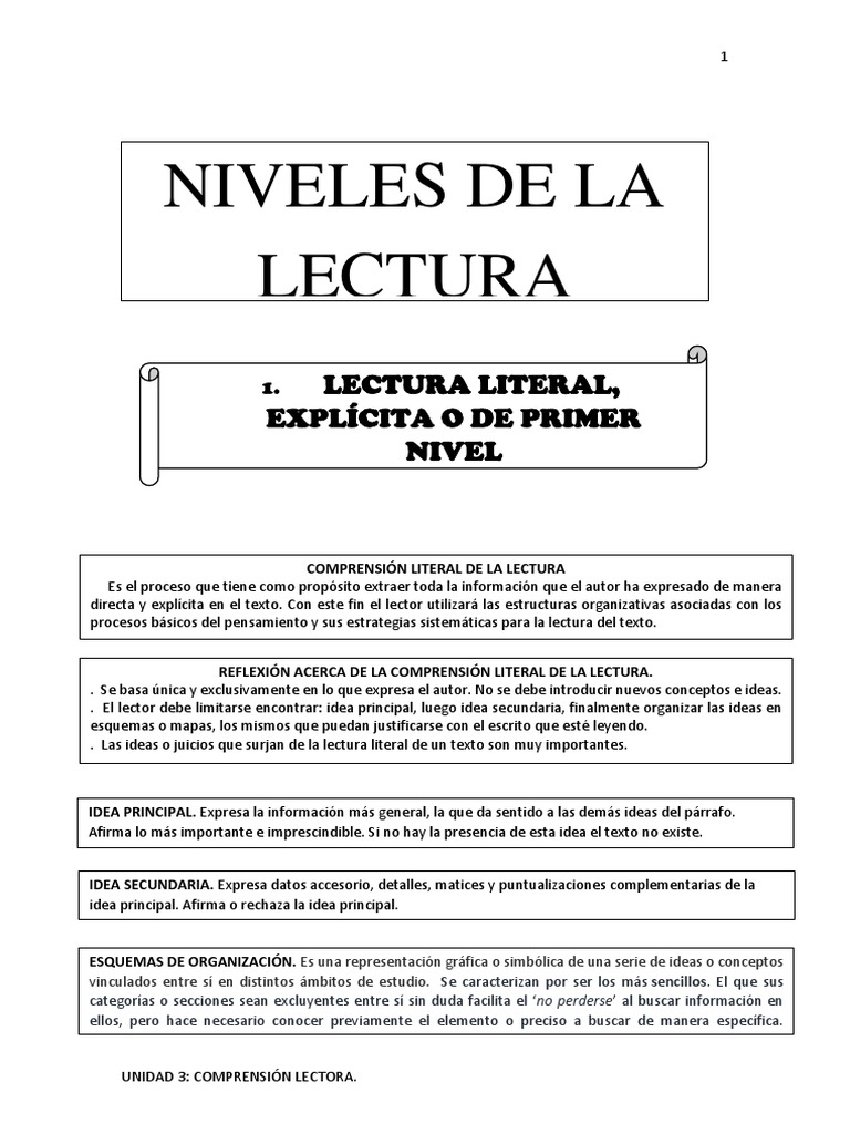 II Niveles de La Lectura | PDF | Comprensión lectora | Cognición