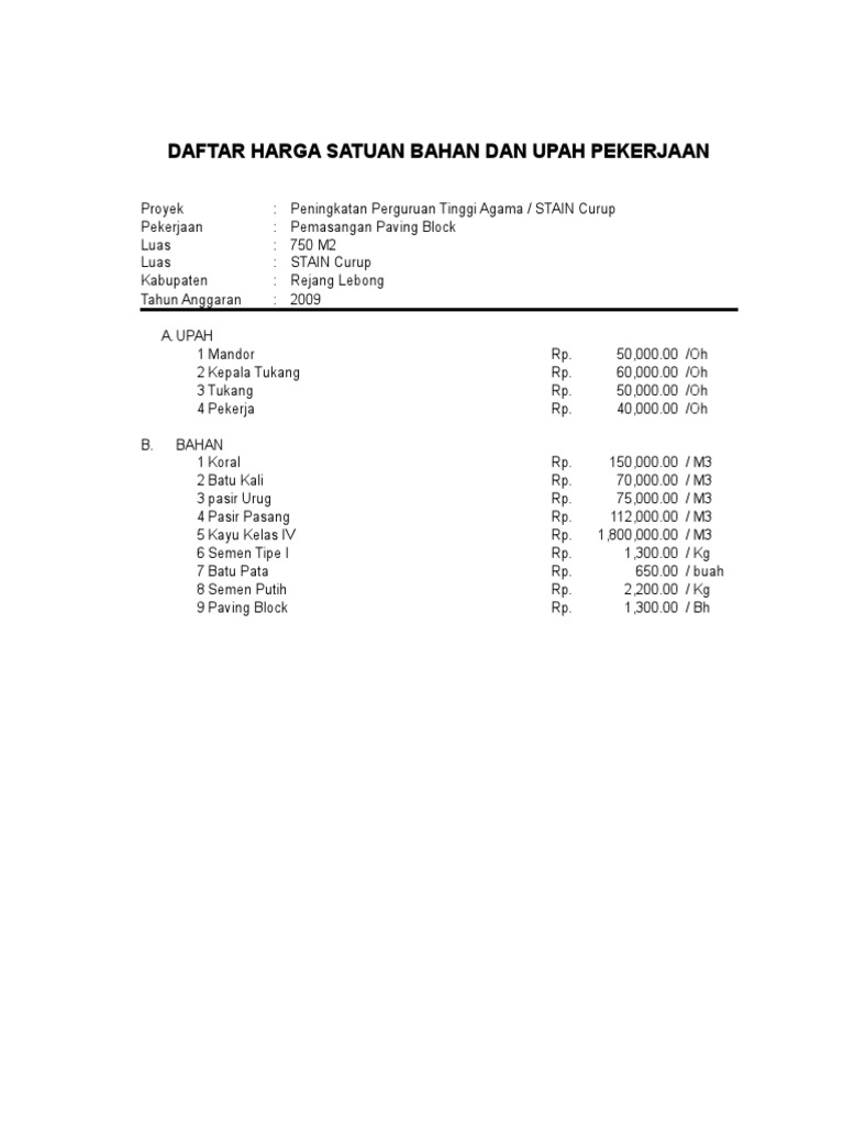 RAB Paving Block WVI | PDF
