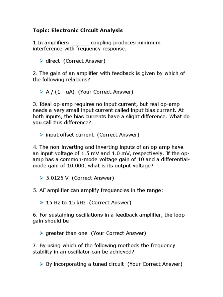 Key Concepts in Electronic Circuit Analysis | PDF | Amplifier ...