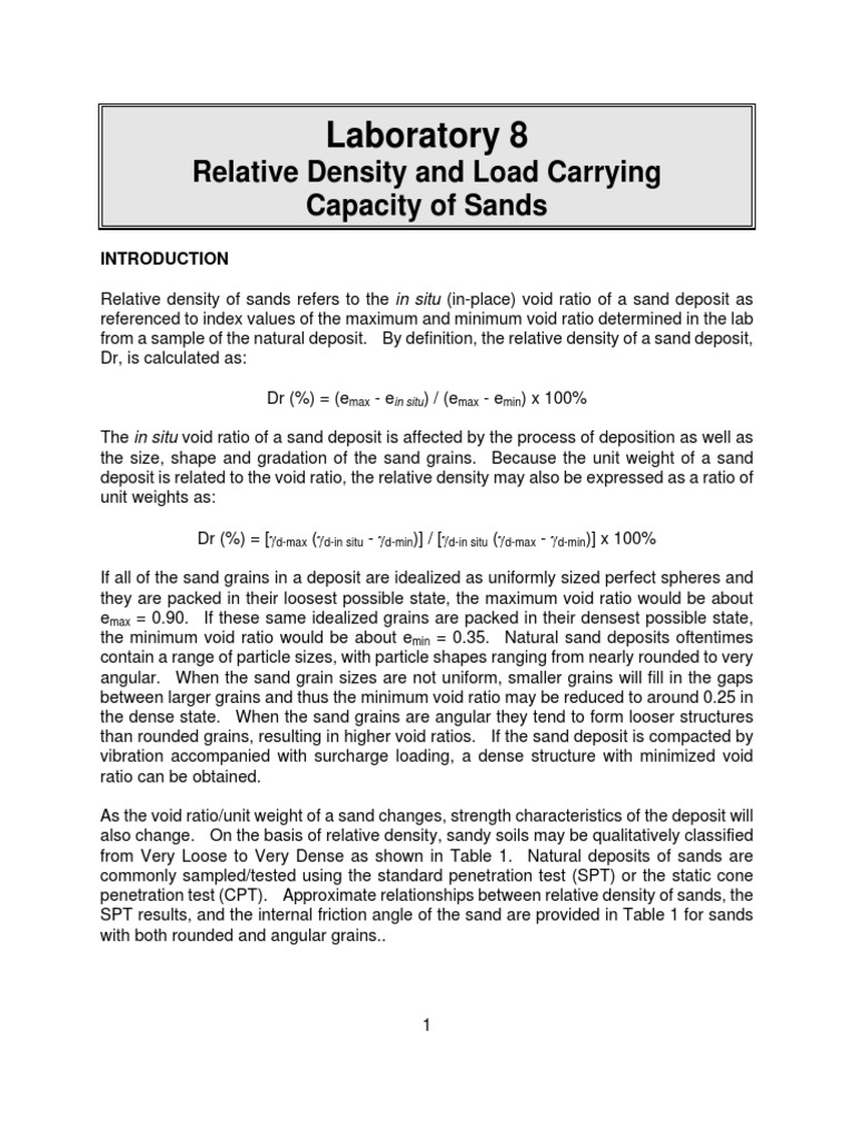 Relative Density | PDF | Density | Geotechnical Engineering