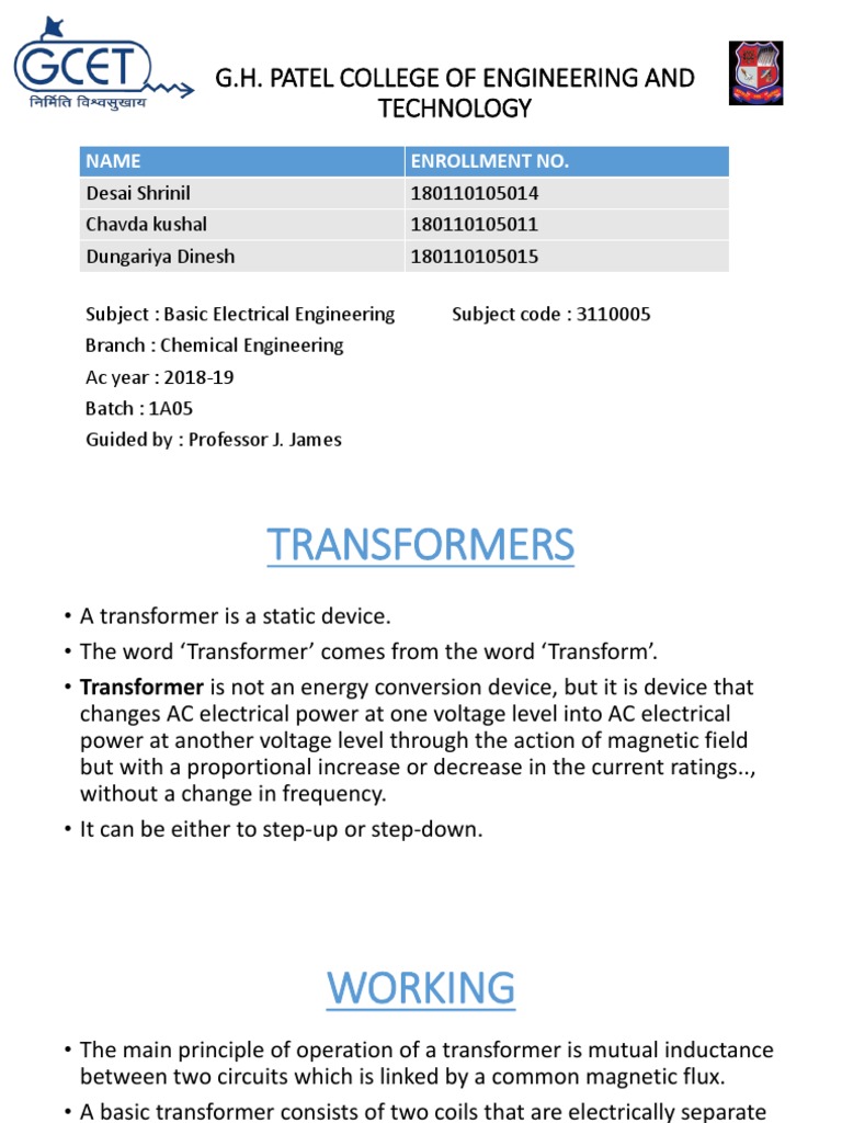 G.H. Patel College of Engineering and Technology: Name Enrollment No ...