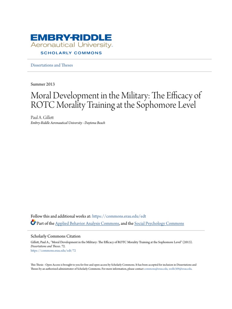 Moral Development in The Military - The Efficacy of ROTC Morality | PDF ...