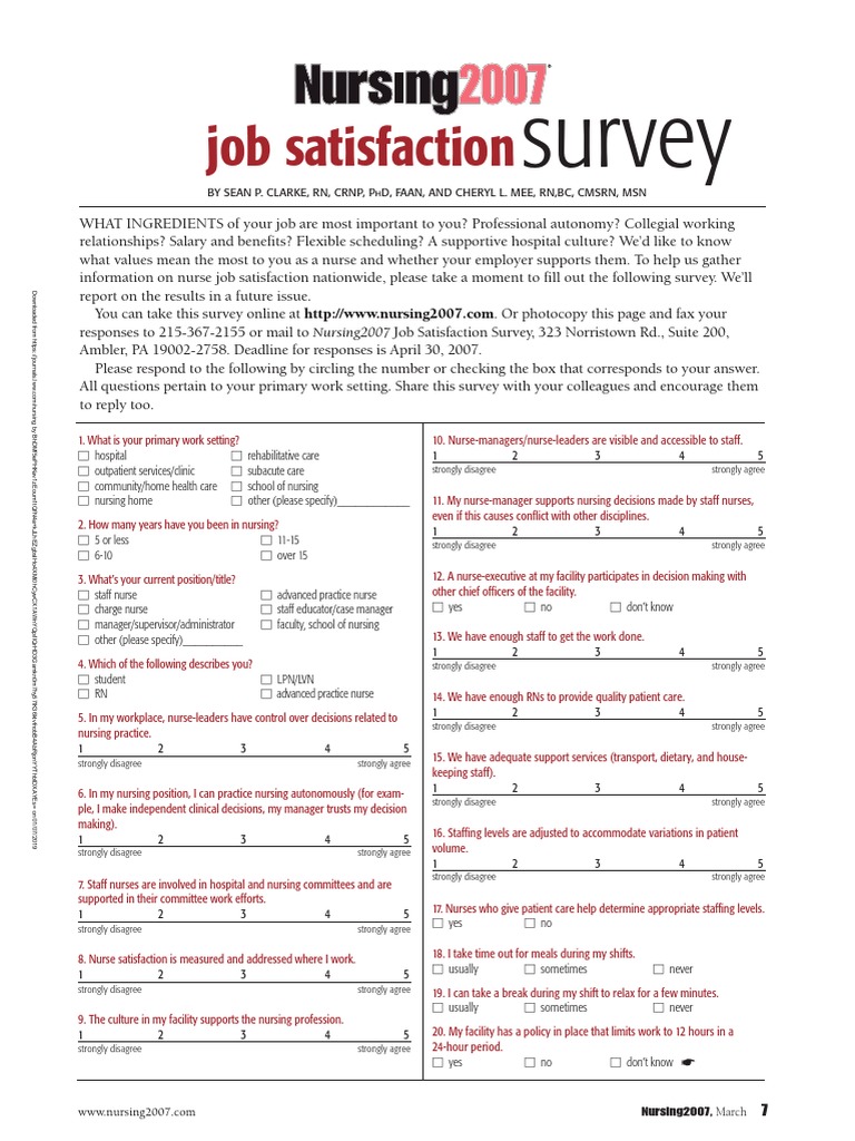 Job Satisfaction: Survey | PDF | Nursing | Health Care