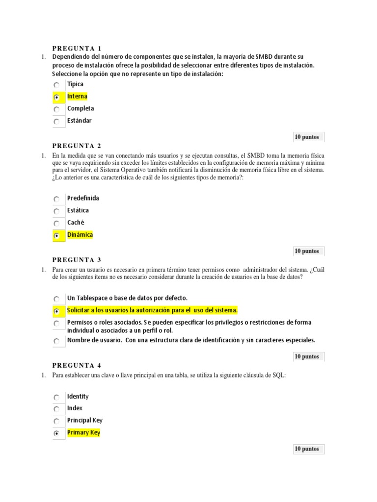 AA3-Ev1-Cuestionario "Gestión Sobre SMBD" | PDF | SQL | Datos de computadora
