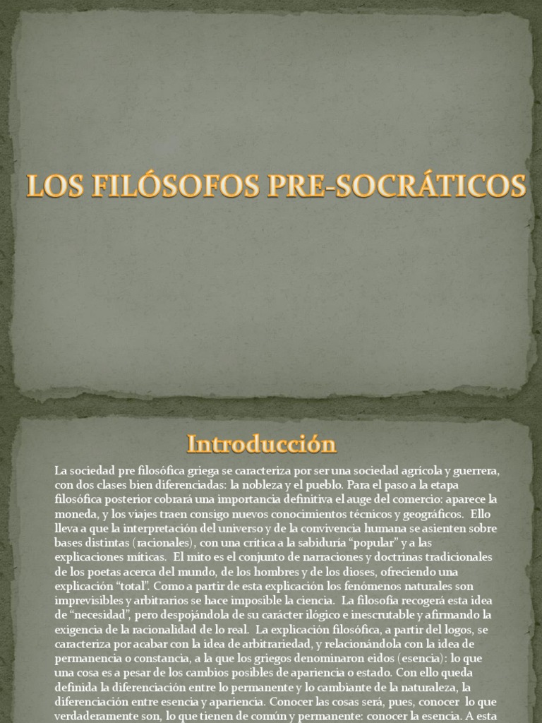 Análisis de Filósofos Presocraticos | PDF | Metafísica | Science