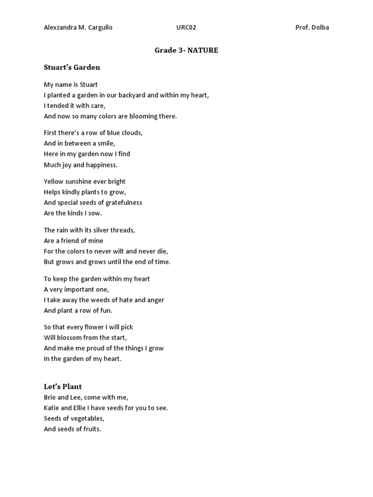 Stuart's Garden: A Collection of Poems Exploring Nature, Growth, and ...