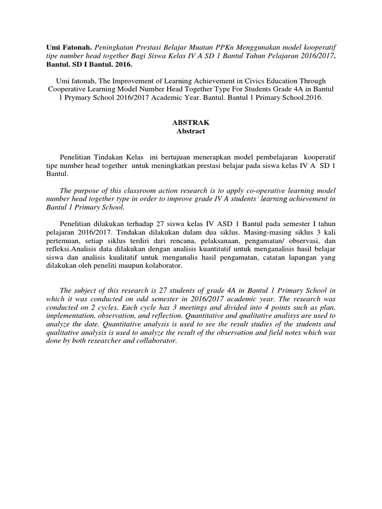 Abstrak Umi | PDF | Teaching | Learning