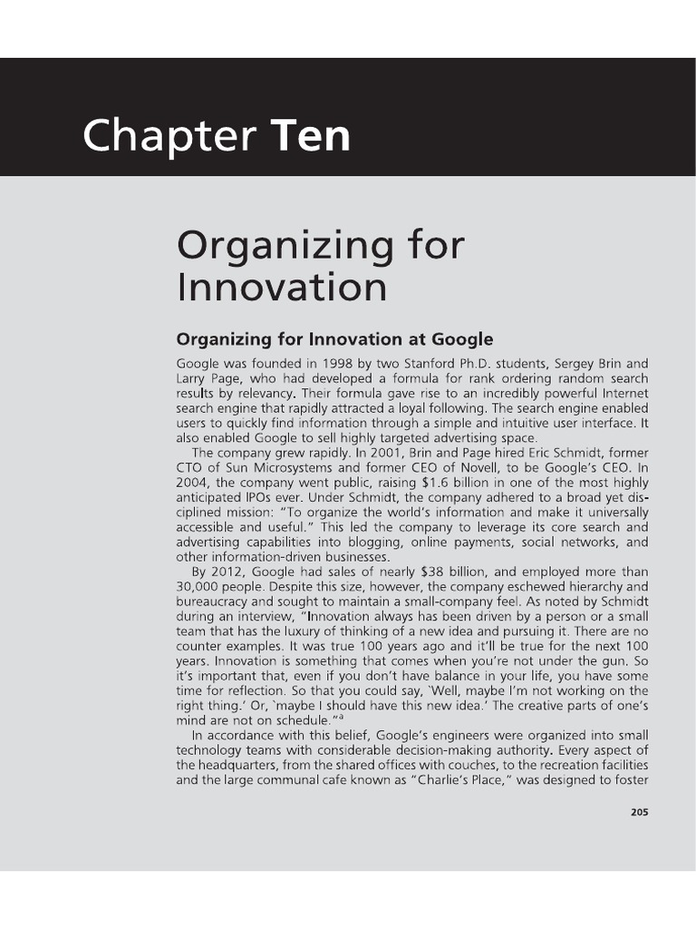 Chapter 10 - Organizing For Innovation PDF | PDF