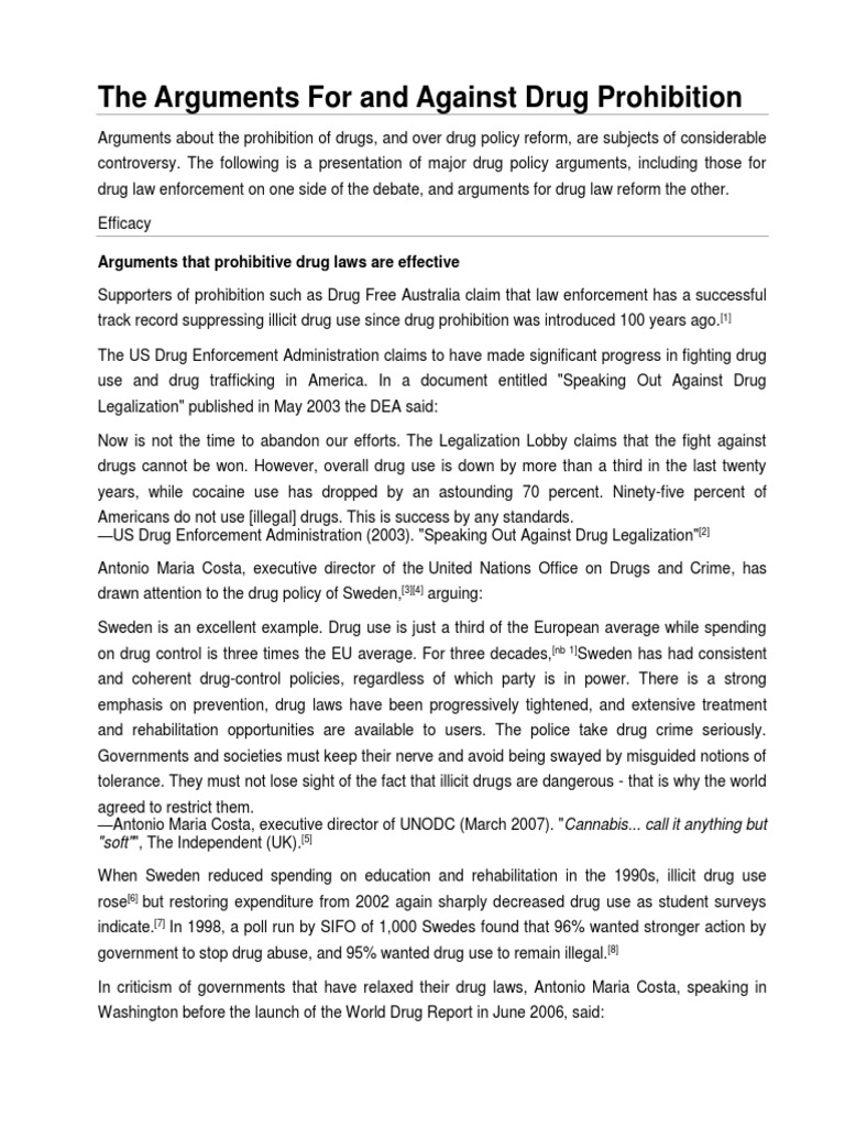 Arguments For and Against Drug Prohibition | PDF | Prohibition Of Drugs ...