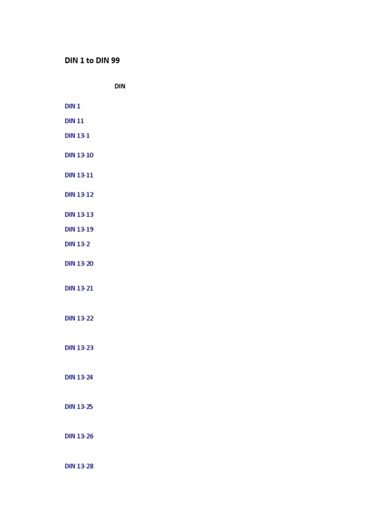 All Din Standards List | PDF